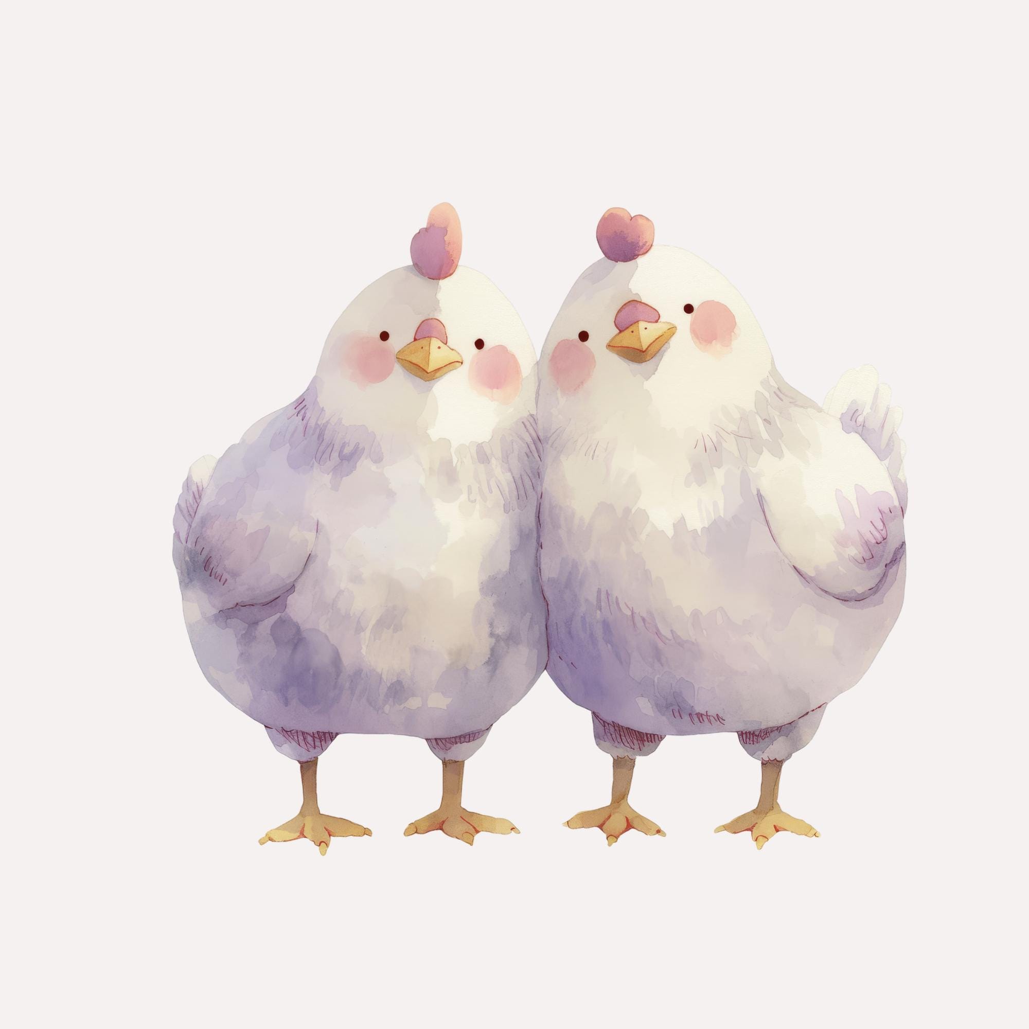 Cute Purple Chicken Clipart INSTANT DOWNLOAD Watercolor Lilac Farm ...