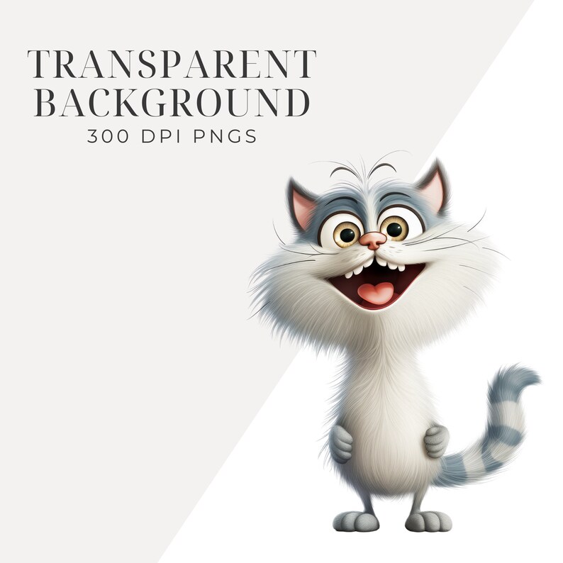 Quirky Cats Clipart INSTANT DOWNLOAD Cute Cat Portraits, Whimsical ...