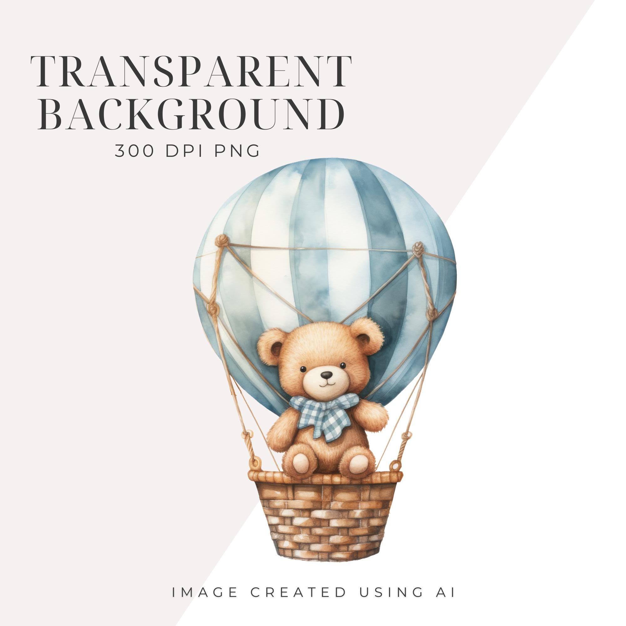Teddy Bear Hot Air Balloon Clipart INSTANT DOWNLOAD Cute Bear ...