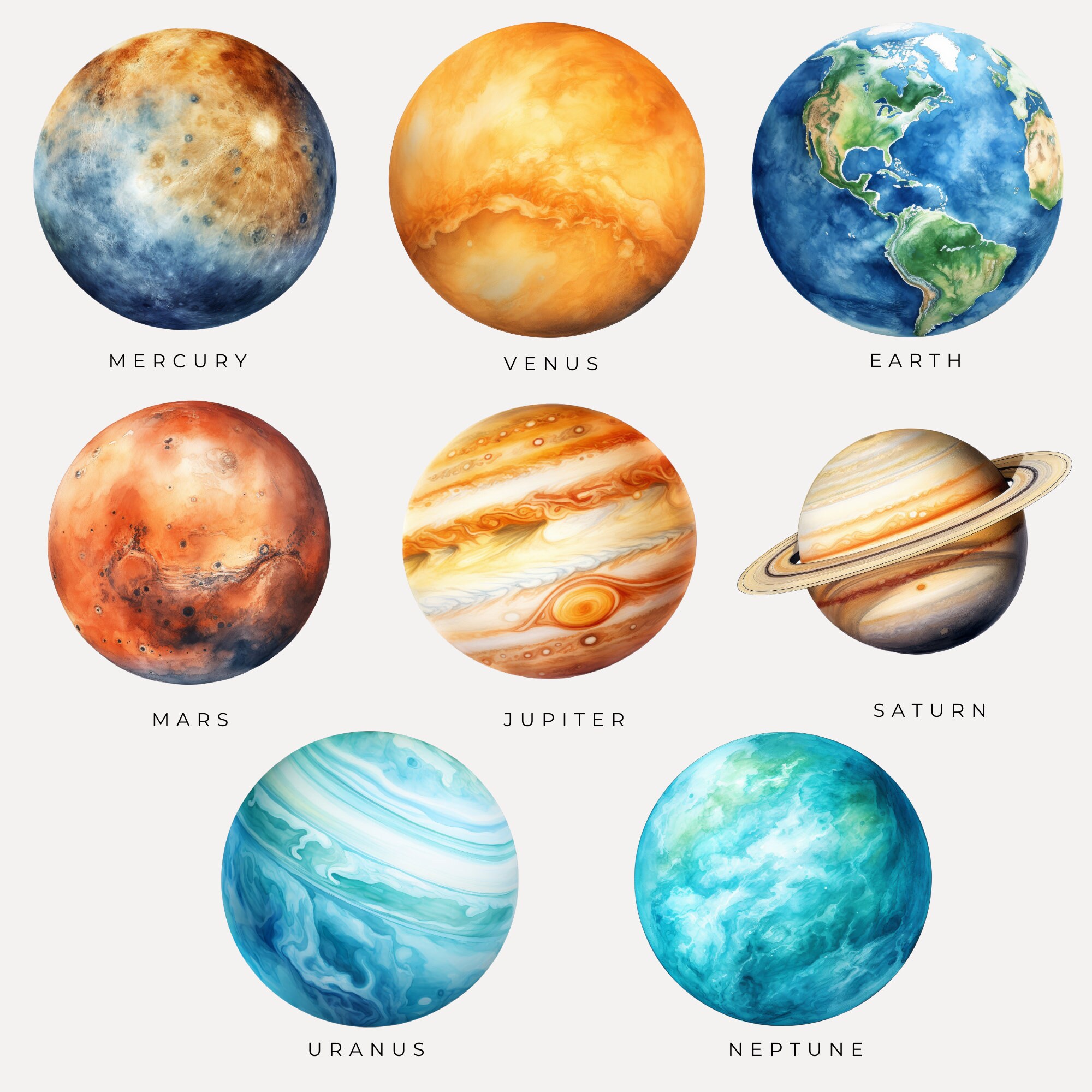 Realistic Solar System INSTANT DOWNLOAD Outer Space Graphics and ...