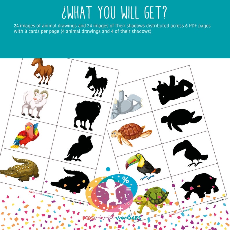Silhouettes and Animals Game - Printable - Vocabulary - Children ...