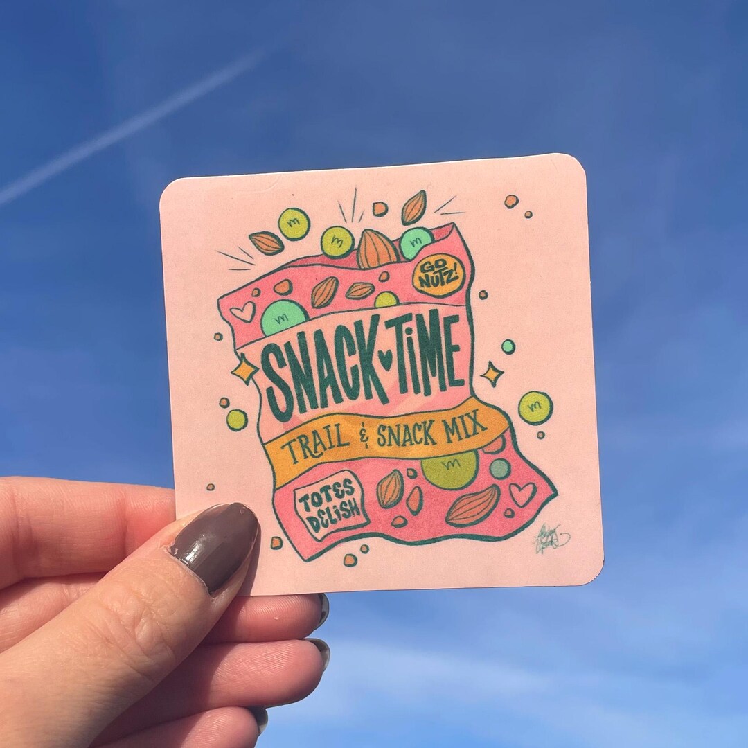Snack Time Sticker – Cute Illustrated Snack Bag, Whimsical Food Art - Etsy