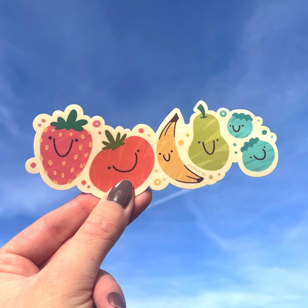 Fruit Friends Sticker – Cute Fruit Illustration, Playful Whimsical Art ...
