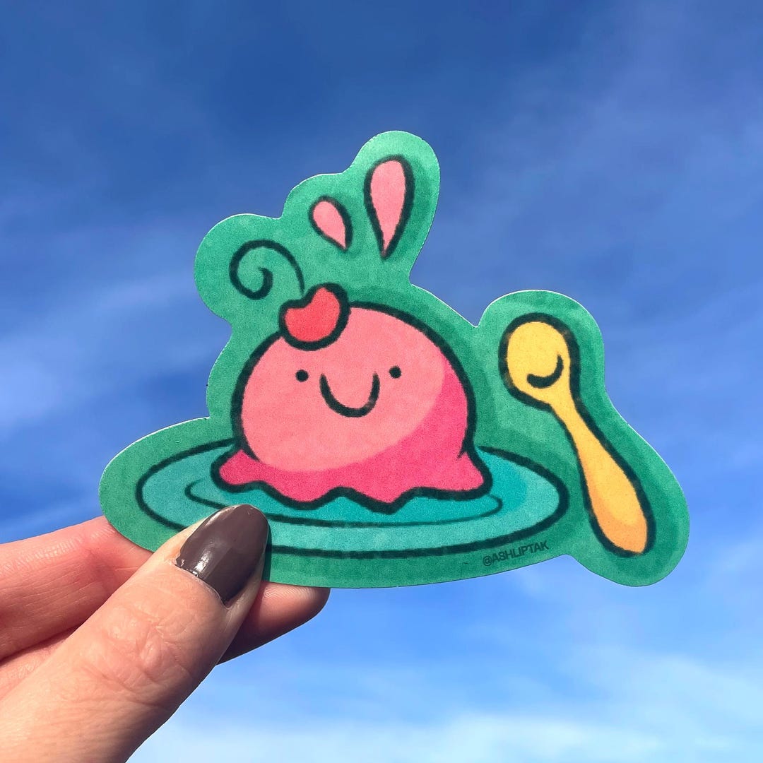 Ice Cream Scoop Sticker – Cute Ice Cream Dish Illustration, Whimsical ...