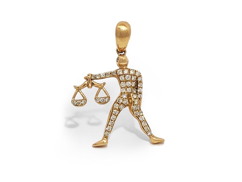 Libra Zodiac Diamond Pendant, 14k Yellow Gold W/ 0.35ct Diamonds ...
