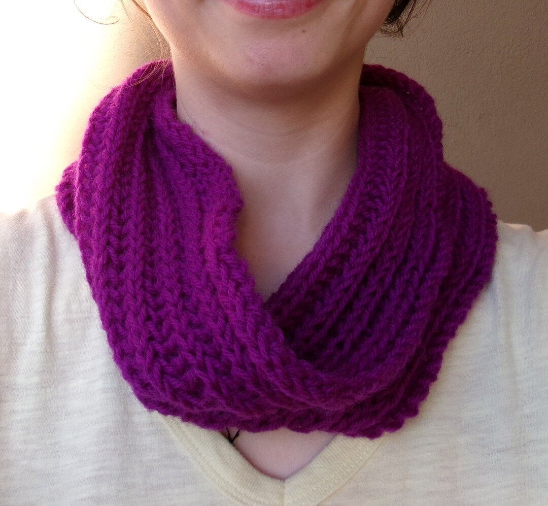 Brioche Knit Infinity Accent Scarf, All-wool Fun Cushy Cowl, Unique ...