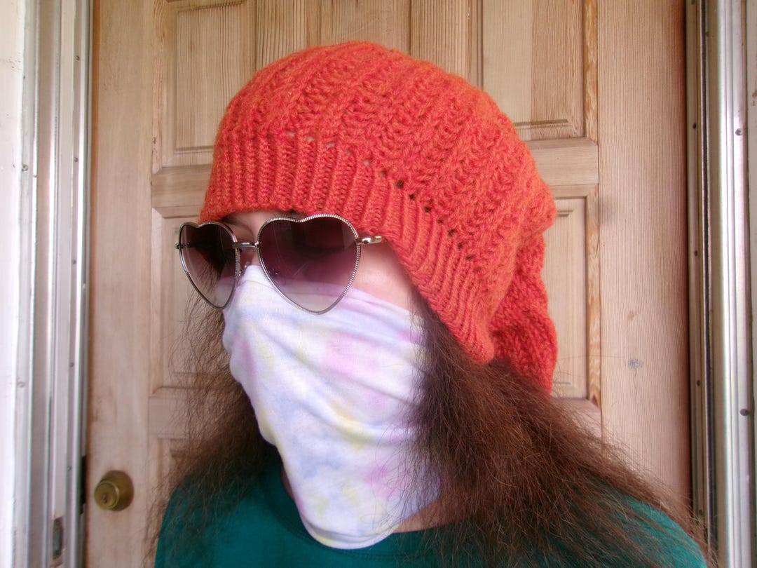 Long Stocking Cap, Brioche Knit Hat in Orange Wool - Etsy