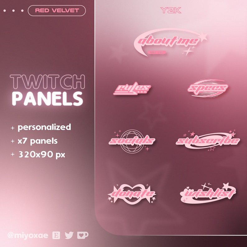 Y2K Red Velvet Twitch Panels | Y2K Aesthetic | Pink Shades | Stream Set ...