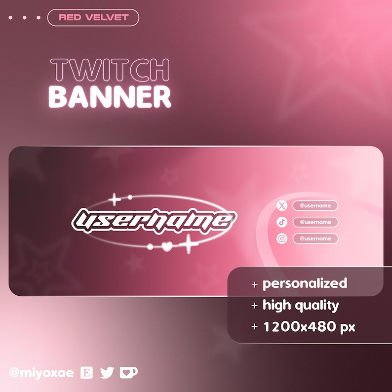 Y2K Red Velvet Twitch Banner | Y2K Aesthetic | Pink Shades | Stream Set ...