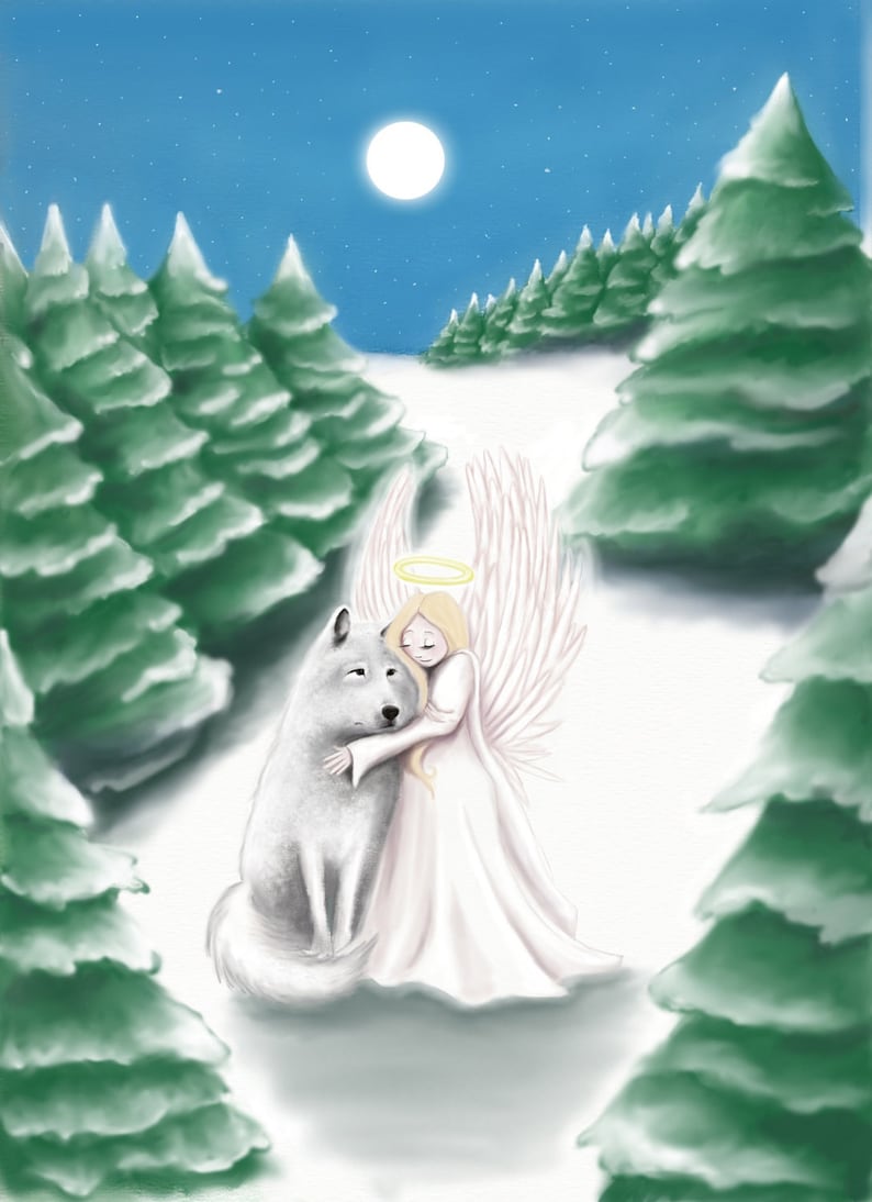 Wolf & Angel Scene - Etsy