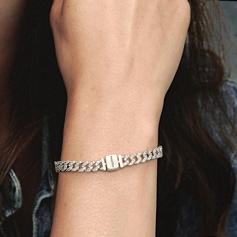 Sparkling Timeless Pavé Bracelet 925 Sterling Silver Bracelet Cuban ...