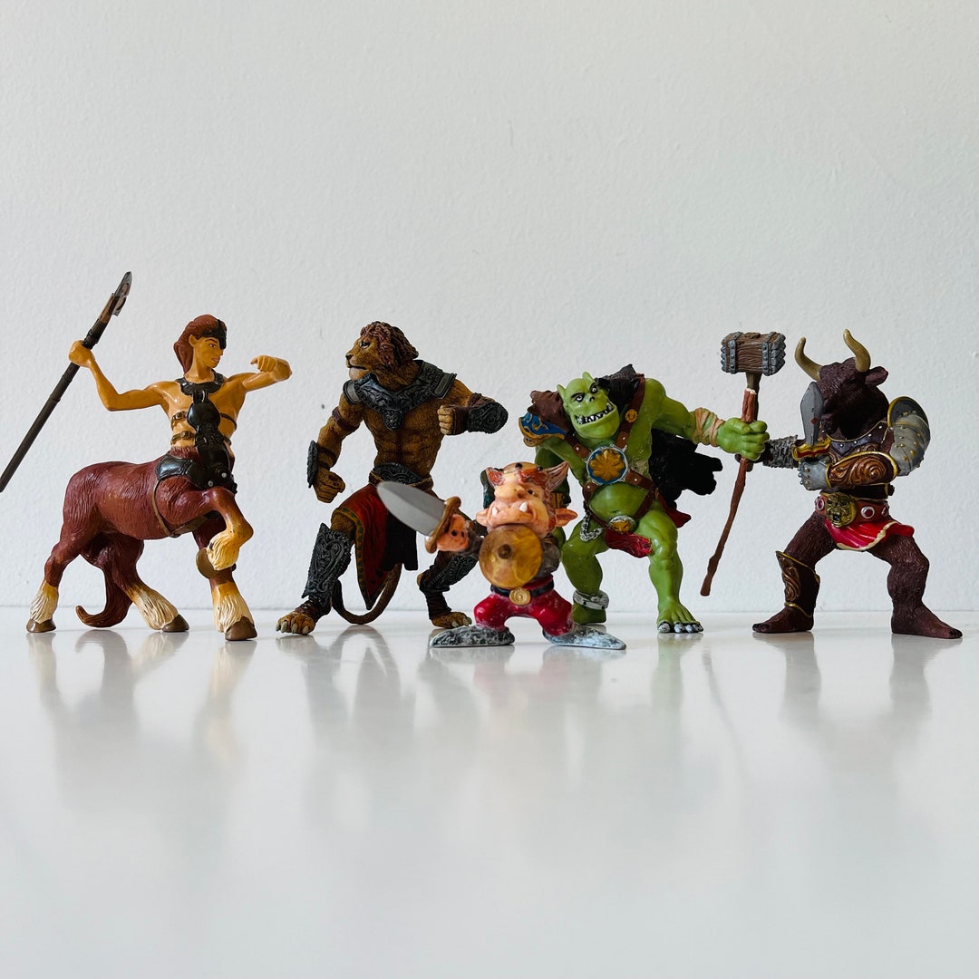 Vintage Papo Medieval Knights Centaur Orge Mutant Lion Minotaur Dwarf ...