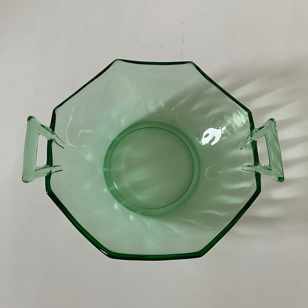 Vintage Green Depression Glass Bowl Retro Trinket Dish Candy Bowl ...