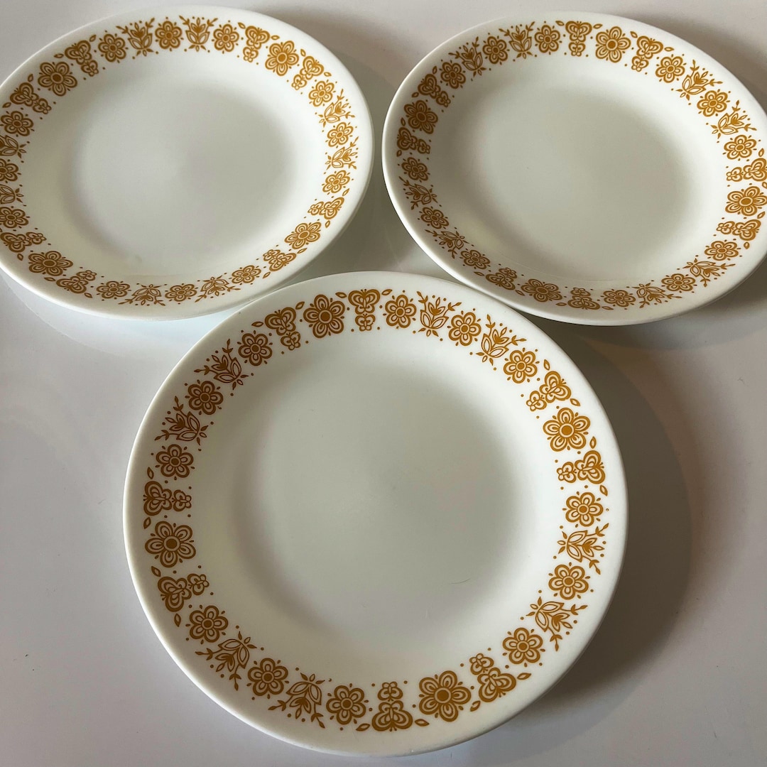 Vintage Pyrex Corelle by Corning Crossover Butterfly Gold Small Dinner ...