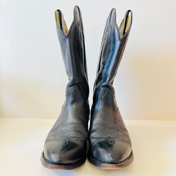 Vintage Boulet 4074 Black Leather Western Cowboy Boot Gem