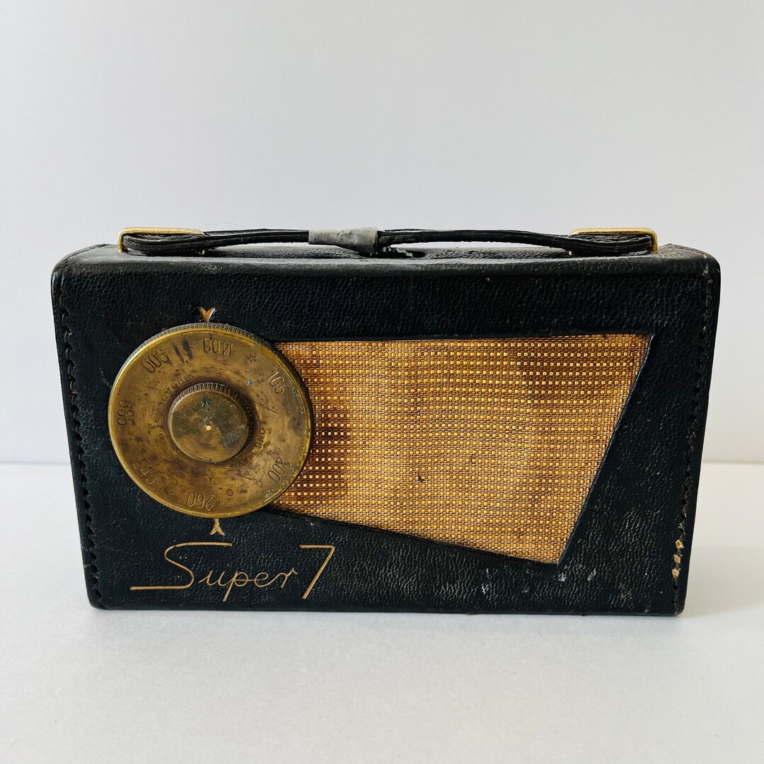 Vintage Perdio Super 7 Transistor Seven Portable Radio Leather Encased ...