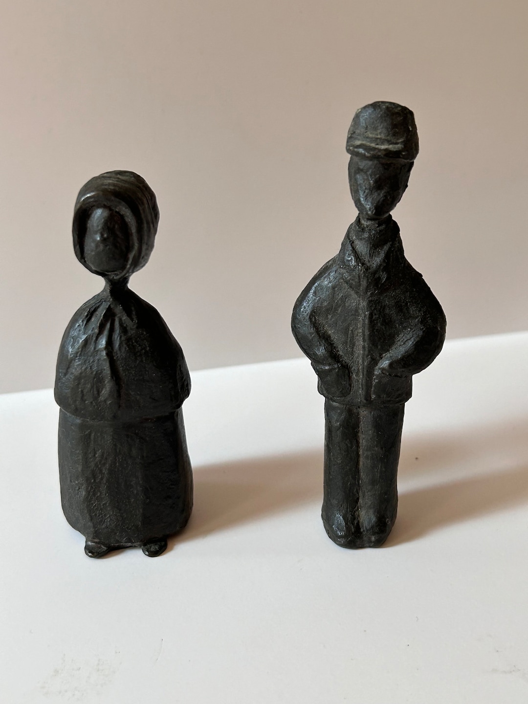Vintage 1973 Bronze Statues of Old Order Mennonite Couple Waterloo ...