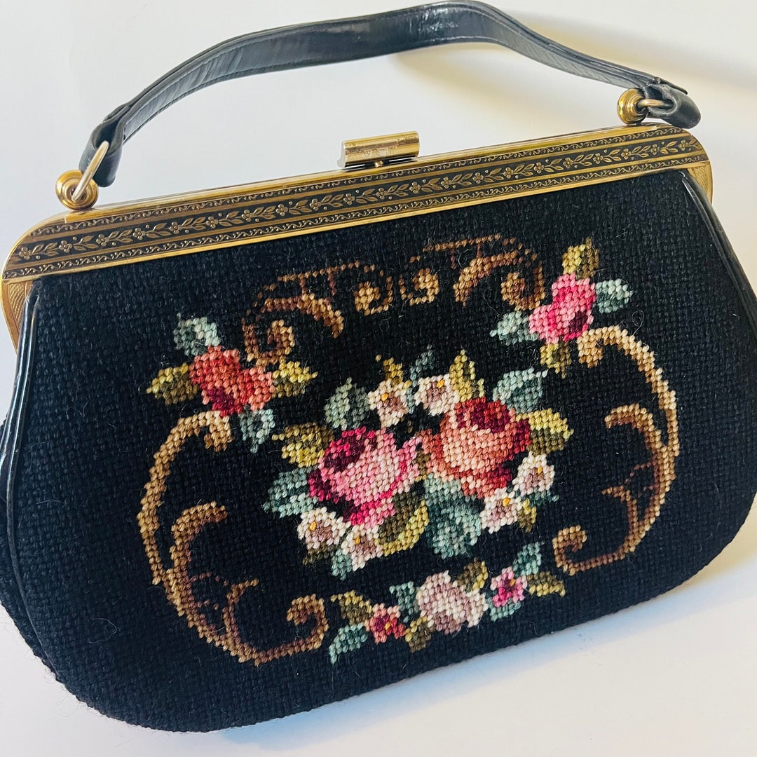 Large Authentic Vintage Cottagecore Handbag "petit Point" From the ...