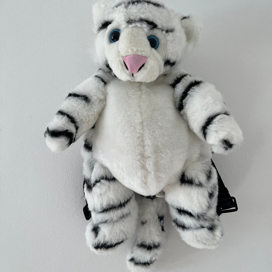 Vintage Stuff Animal White Tiger Plush Animal Stuffie Backpack - Etsy