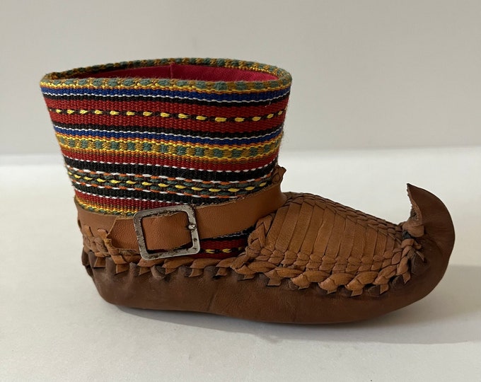 Vintage Serbian Opanak Folk Dance Leather Souvenir Moccasin Shoe Boot 7 ...