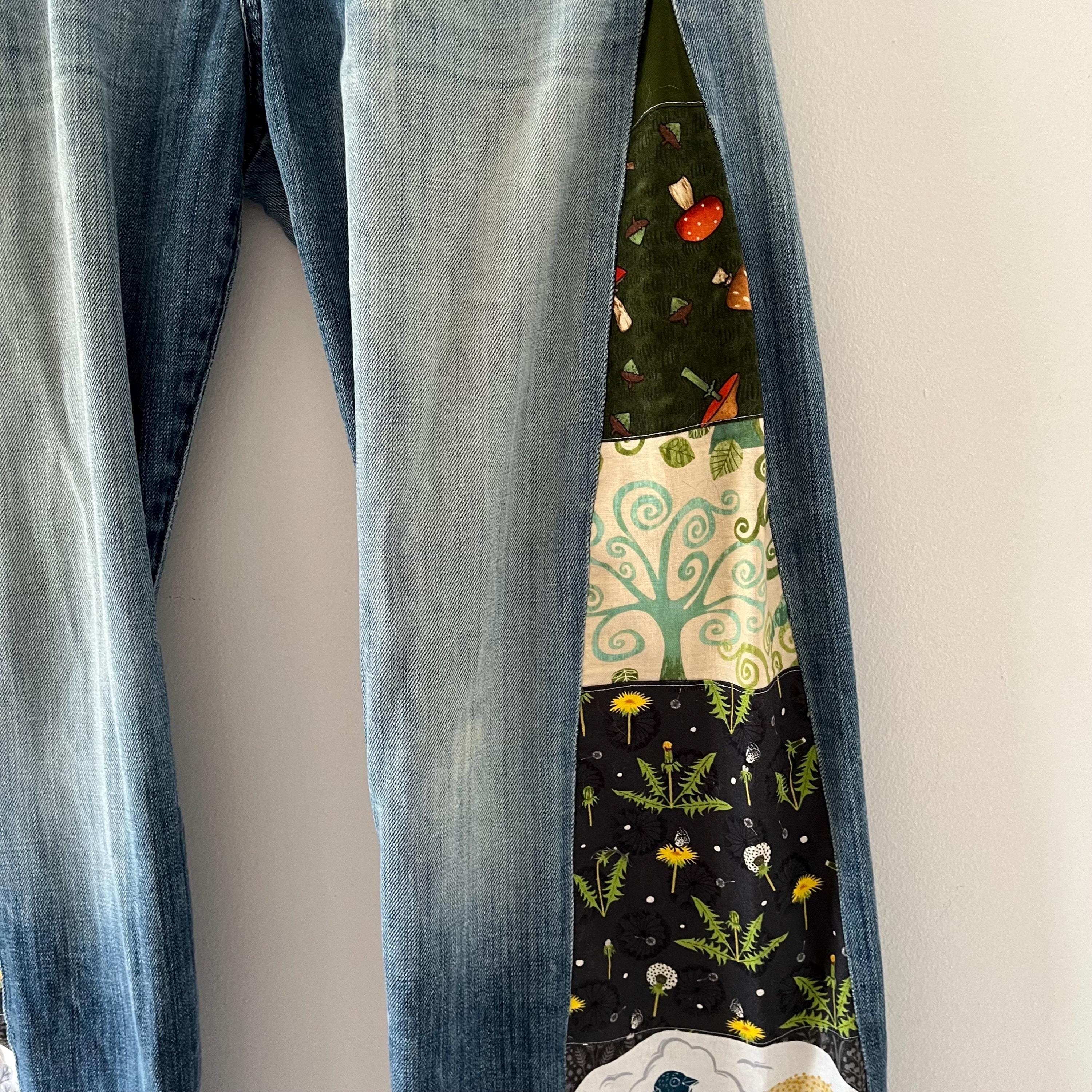 Sewfunky 90s Style Patchwork Reworked Upcycled Flared Cottagecore ...
