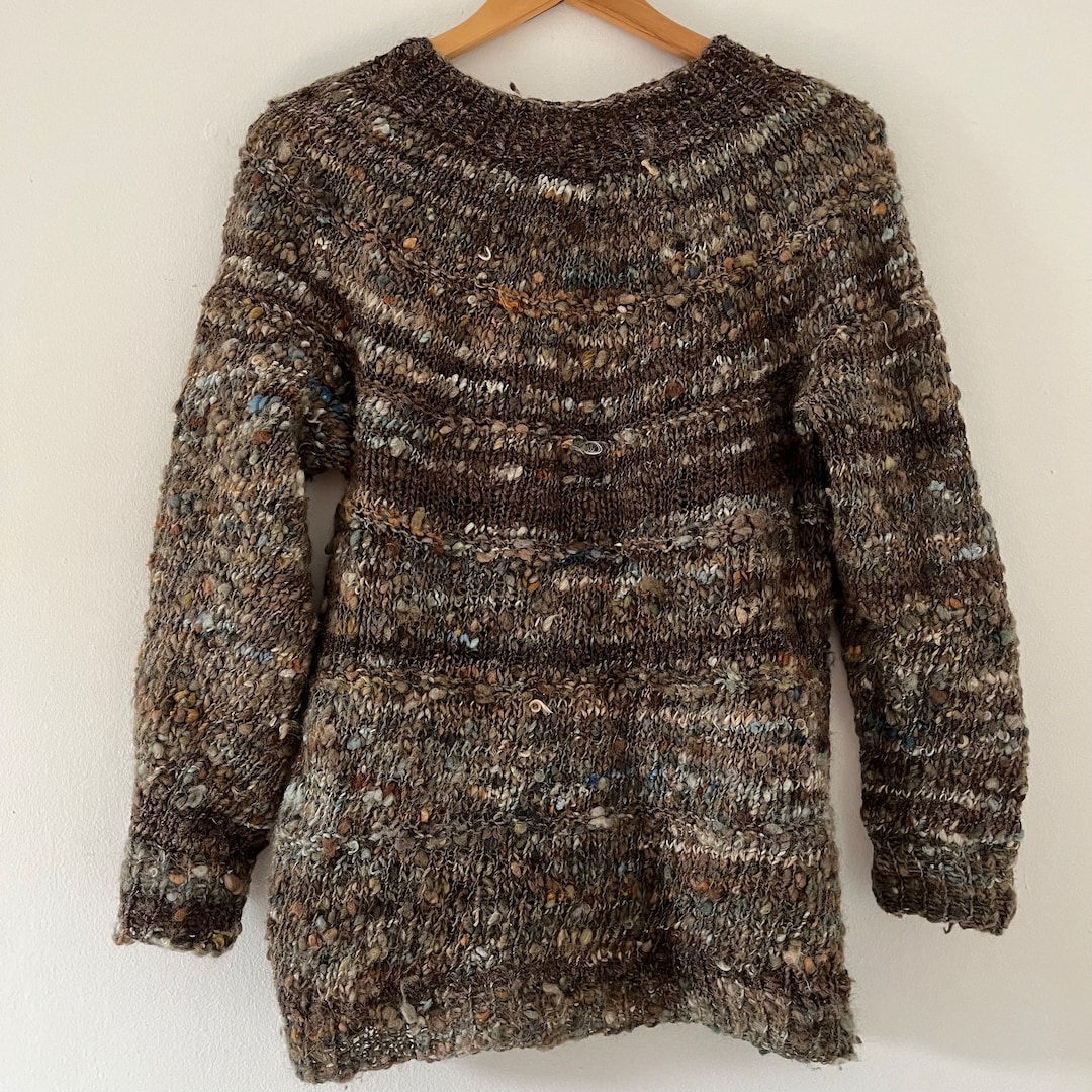 Vintage Hand Knit Slubby Nubby Slub Yarn Variegated Wool Pullover ...