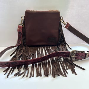 Handmade Genuine Leather & Cowhide Western Style Purse Shoulder ...