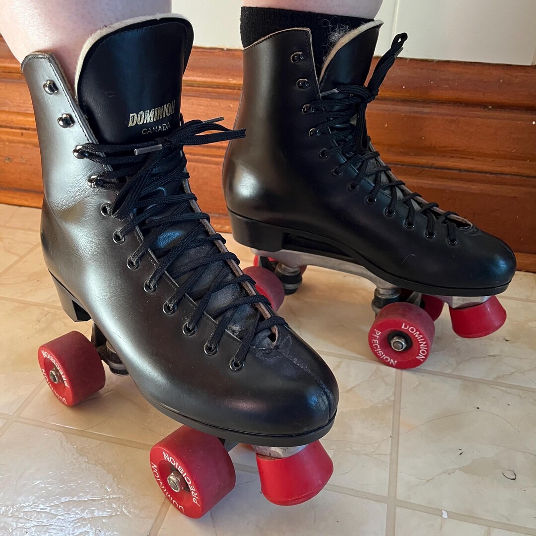 Vintage 1980's Dominion Precision Canada Black Roller Skates Roller ...