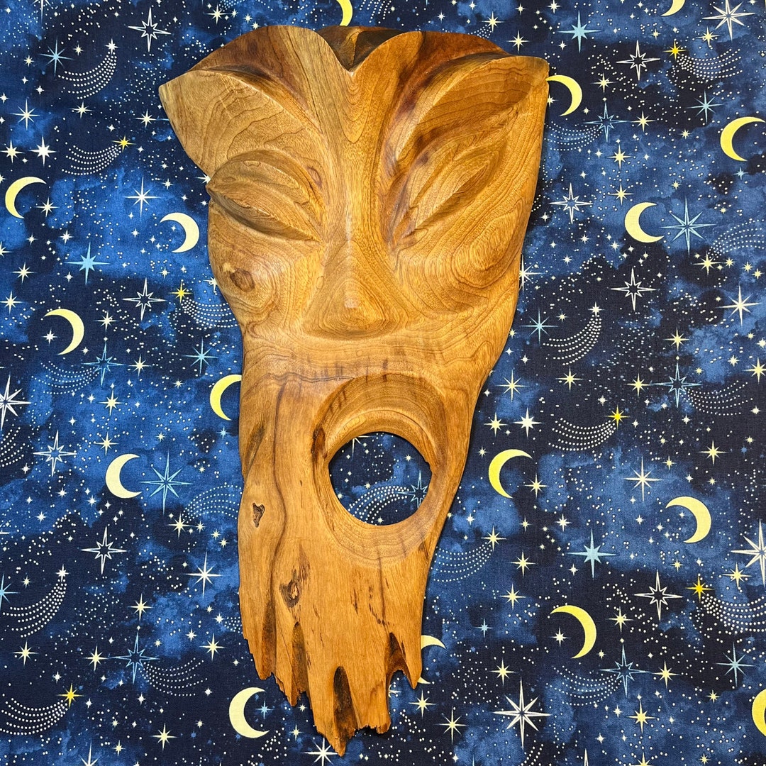 Vintage Wooden Hand Carved Wall Mask Howling Man - Etsy