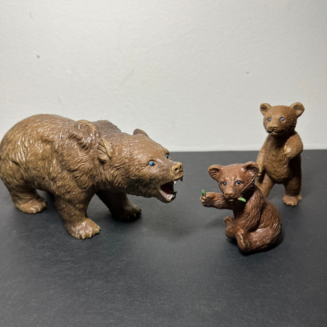 Vintage AAA Rubber Bear and Bear Cubs Model Toy Figurine Animal Figure ...