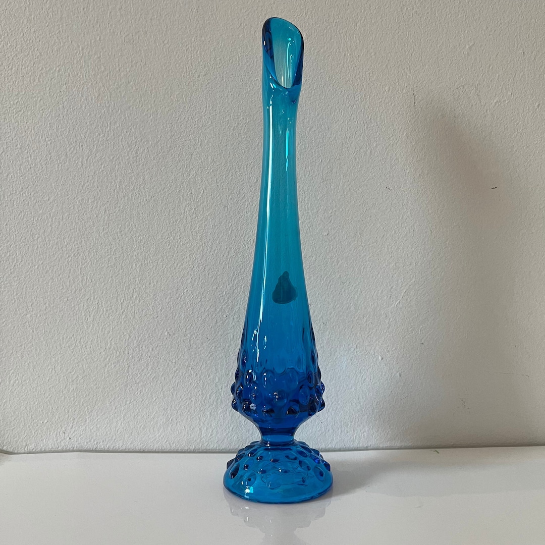 Mid-century Fenton Hobnail Swung Vase, Colonial Blue Fenton Glass ...