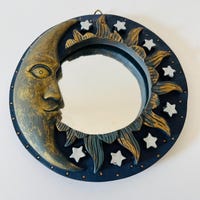 Vintage Celestial Sun & Moon Wall Mirror| Blue - Etsy