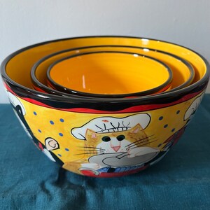 Catzilla 2002 Candace Reiter Cats Chefs Fish Vegetables Nesting Bowl ...