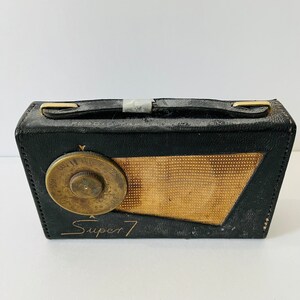 Vintage Perdio Super 7 Transistor Seven Portable Radio Leather Encased ...