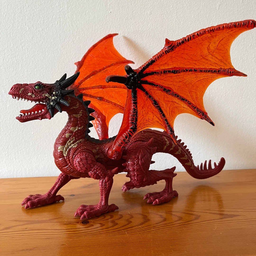 Dragons | Amazing Red Plastic Large Toy Dragon With Wings Dragon Toys ...