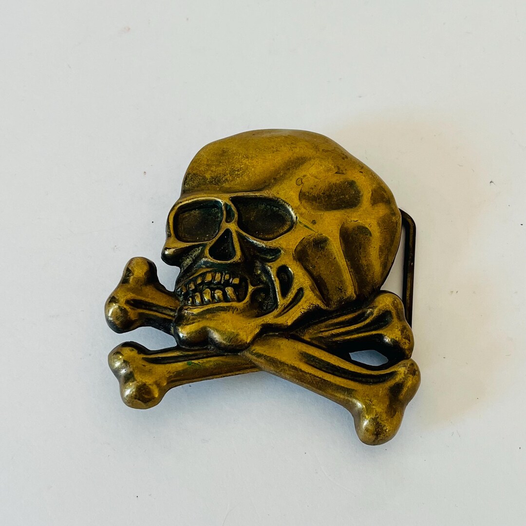 Vintage 1970's Baron 6139 Solid Brass Skull Skeleton Skull Crossbones ...