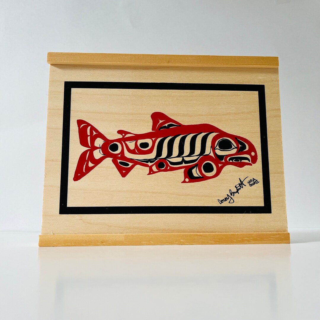 Vintage First Nations Haida Gwaii Salmon Art Cedar Box West Coast ...