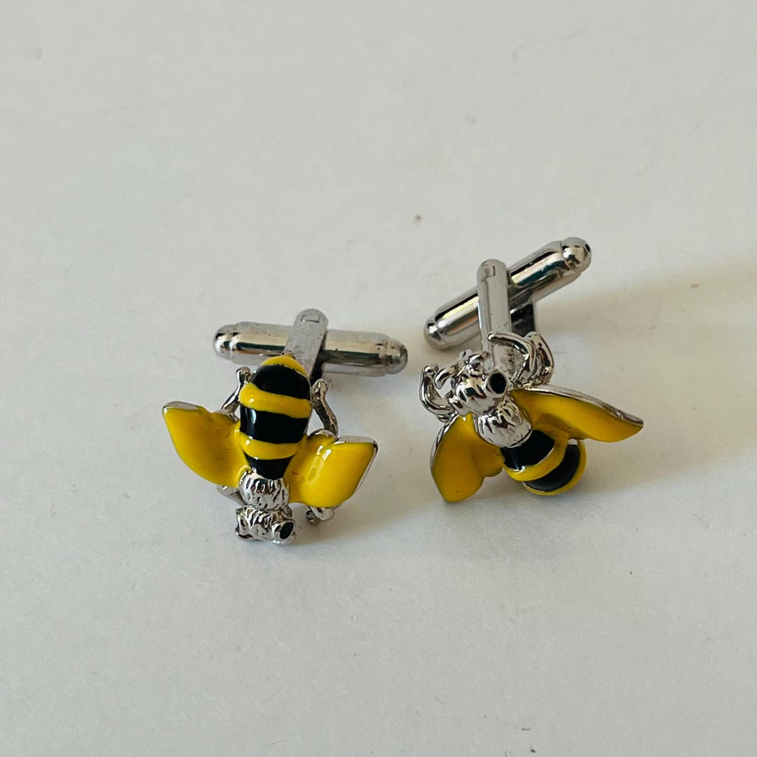 Vintage Bumble Bee Honey Bee Enamel Cuff Links Cufflinks Bumblebee ...
