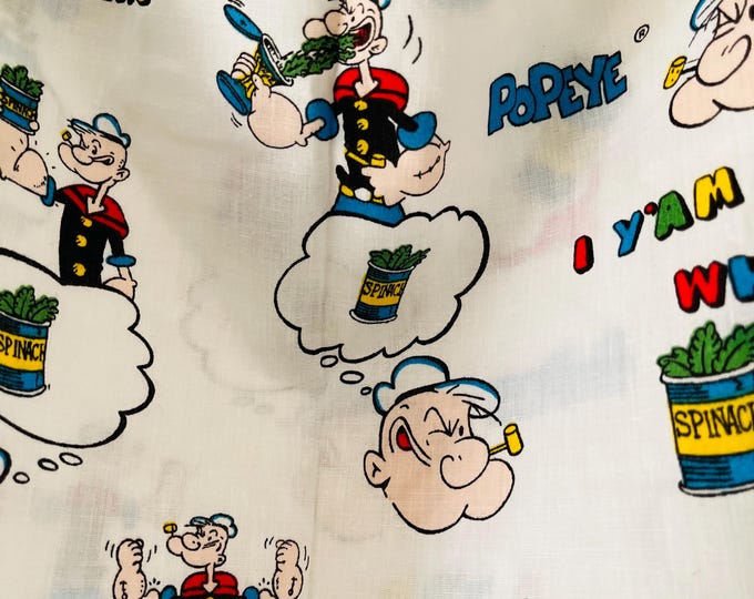 Vintage 1987 Popeye the Sailor Man Olive Oyl Cotton Fabric Peter Pan ...