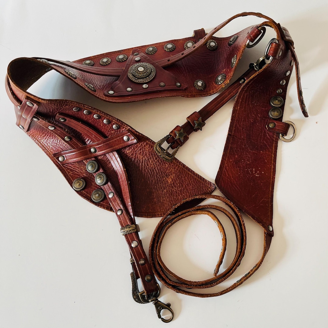 Vintage 1990's Tooled Leather Western Style Cowgirl Cowboy Steampunk ...