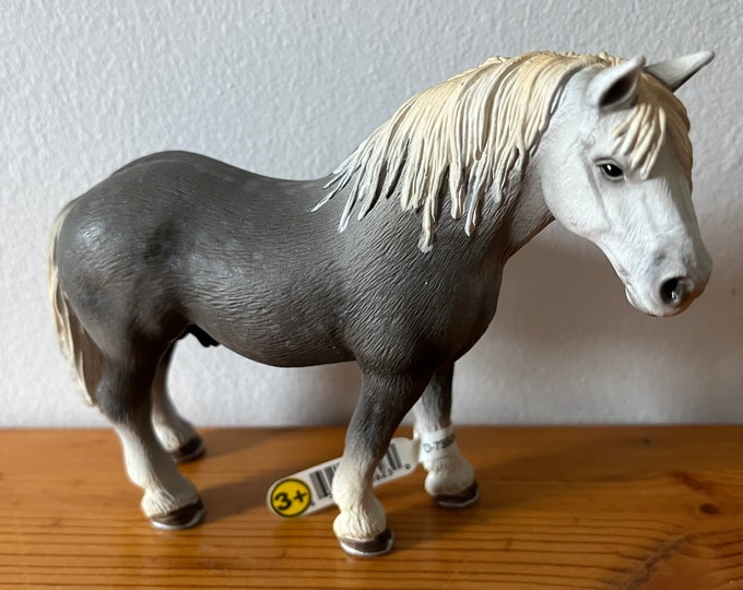 Vintage Retired Schleich Gray Percheron Stallion Horse Model Toy ...