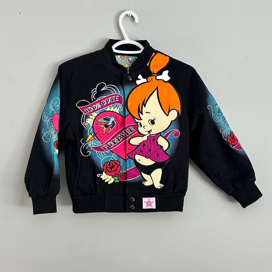 Vintage RARE the Flintstones Pebbles Jacket Embroidered JH Design Child ...