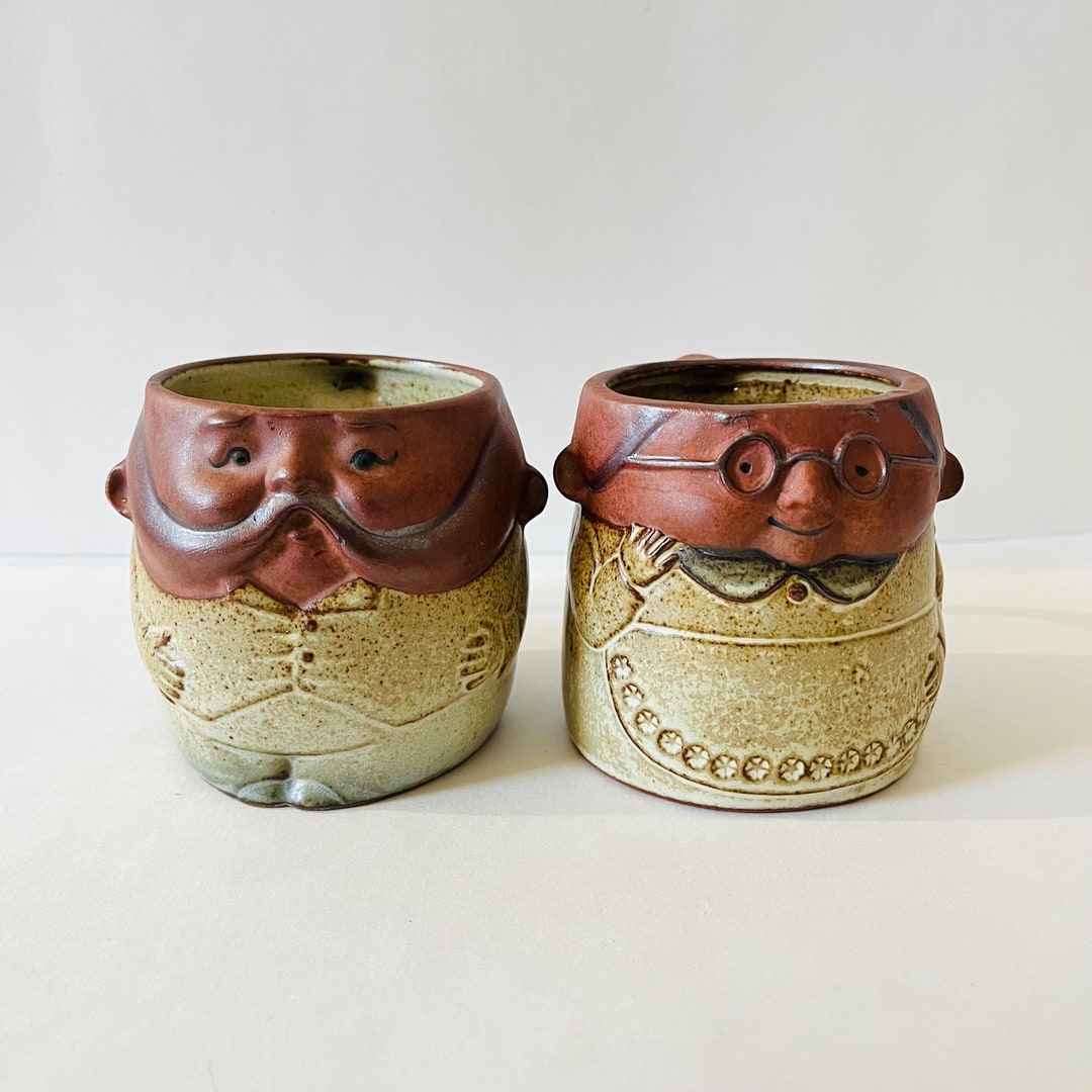 Vintage Handmade Stoneware Pottery Face Mug Funny Faces Face Mug Coffee ...