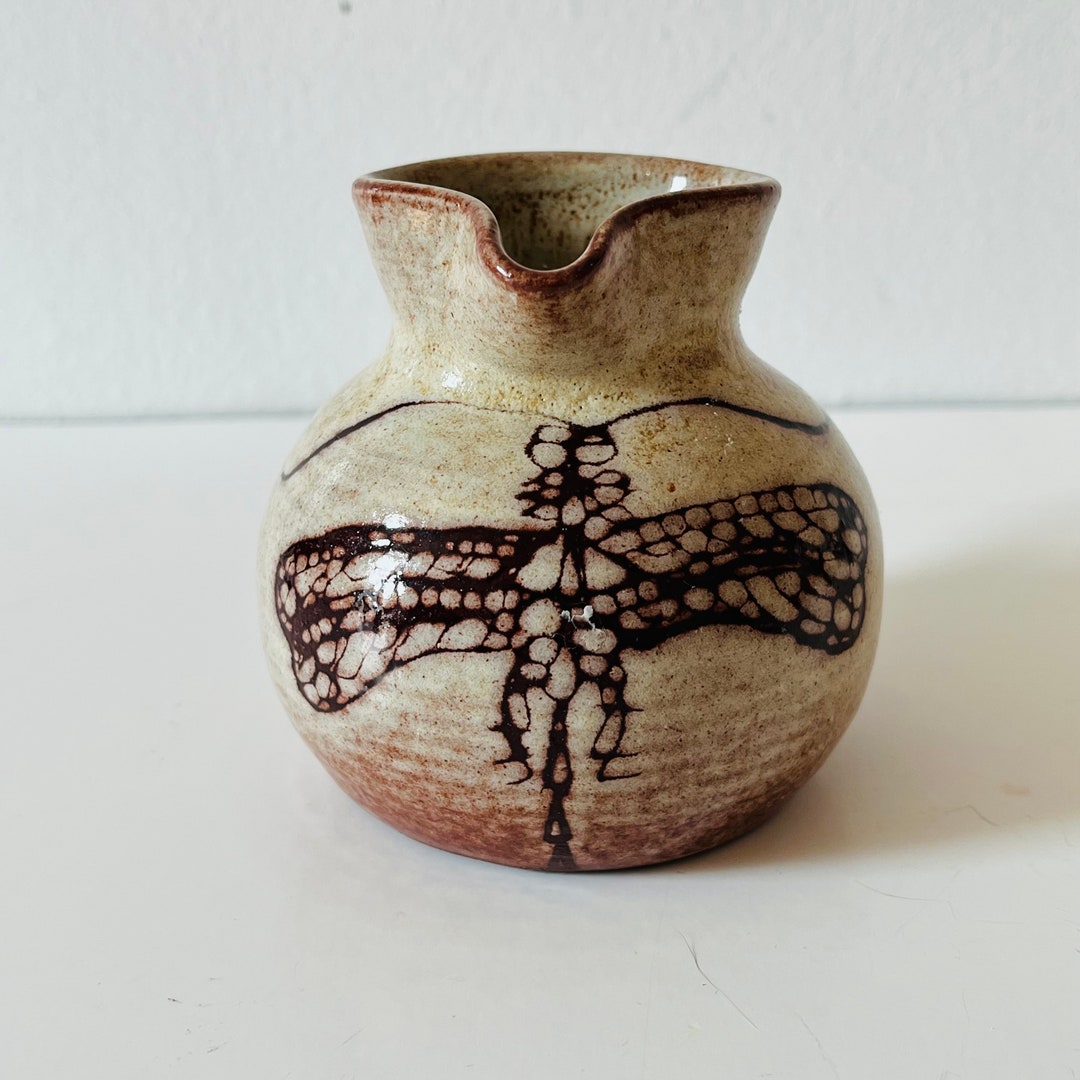 Vintage Studio Art Pottery Pitcher Terracotta Speckled Stoneware ...