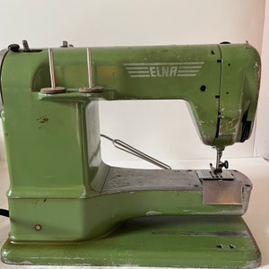VINTAGE Swiss ELNA Supermatic Green Sewing Machine Model 50 - With Case ...