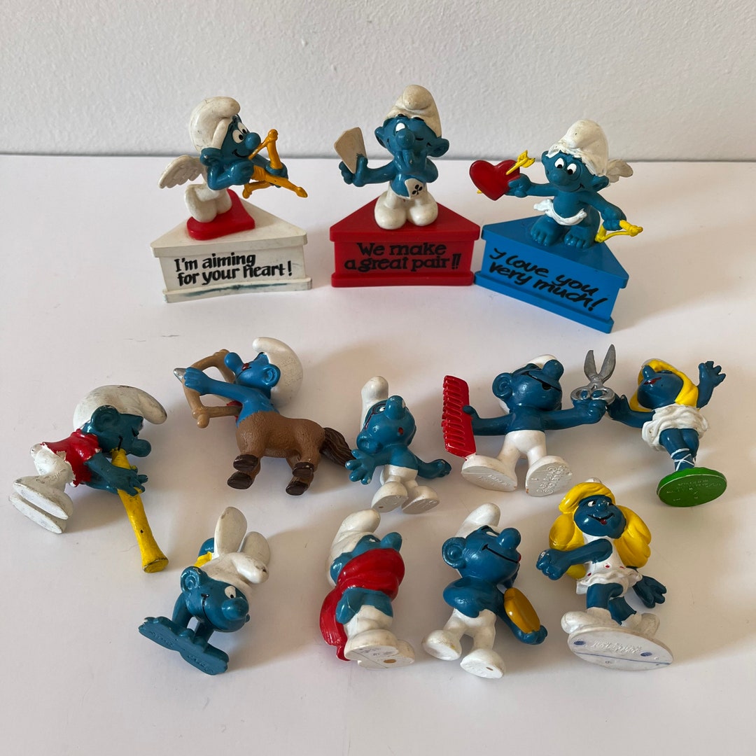 SET of 12 Vintage Smurf Figurines | 1969-95 Schleich Peyo Smurf Figures ...