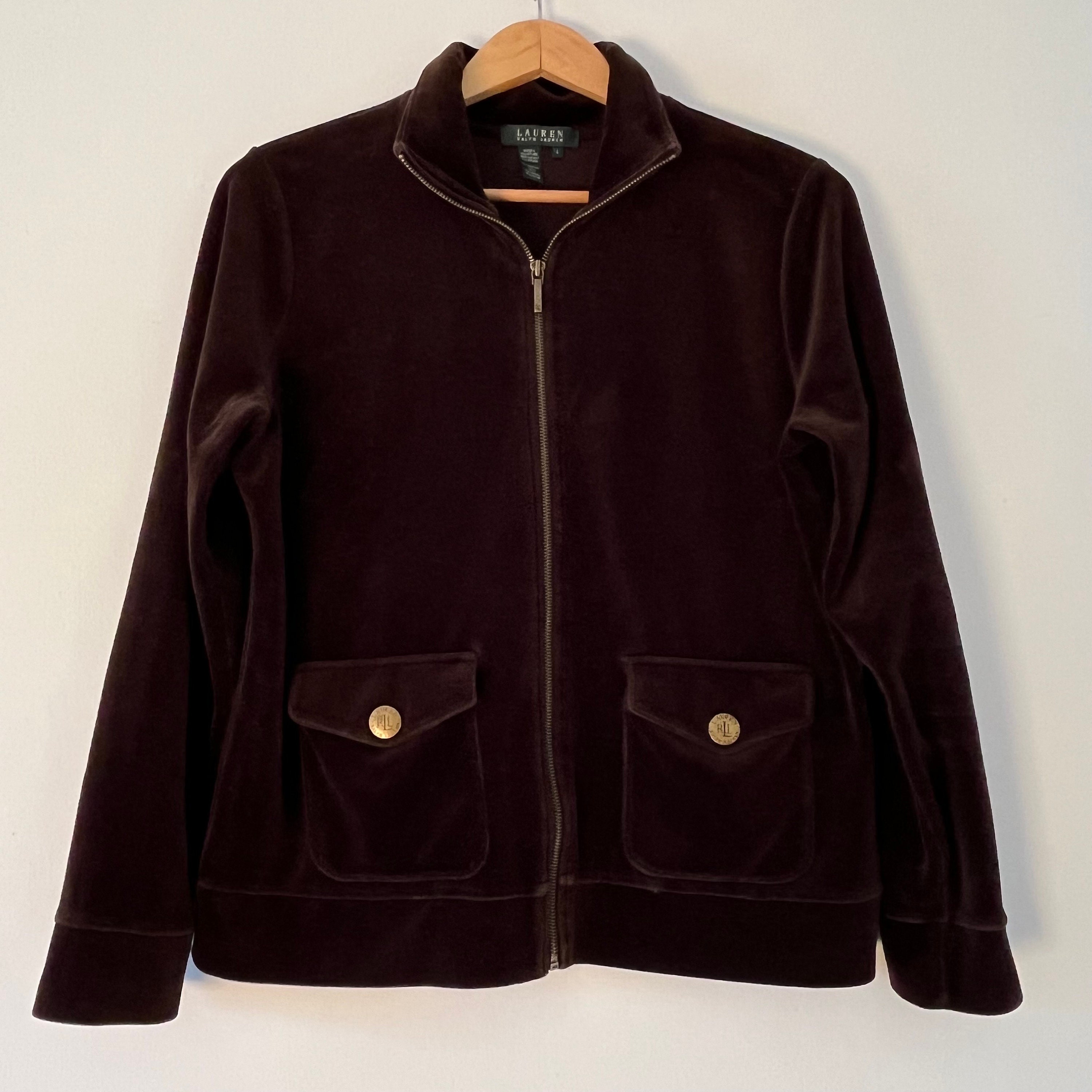 Vintage Lauren Ralph Lauren Brown Velour Full Zip Shirt 90's Vintage Lauren Ralph Lauren Brown Velour Full Zip Shirt 90's