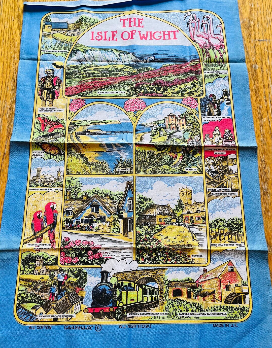 Vintage Causeway W J Nigh (IOW) Made in the UK Cotton Souvenir Tea ...