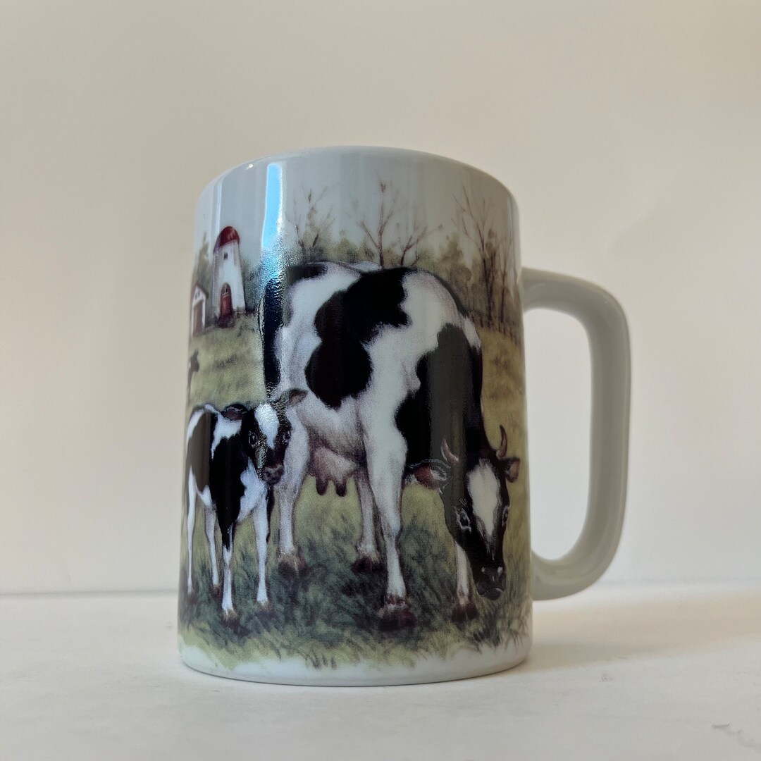 Vintage Hand Painted Otagiri Cow Coffee Cup / Mug With Cow and Calf ...