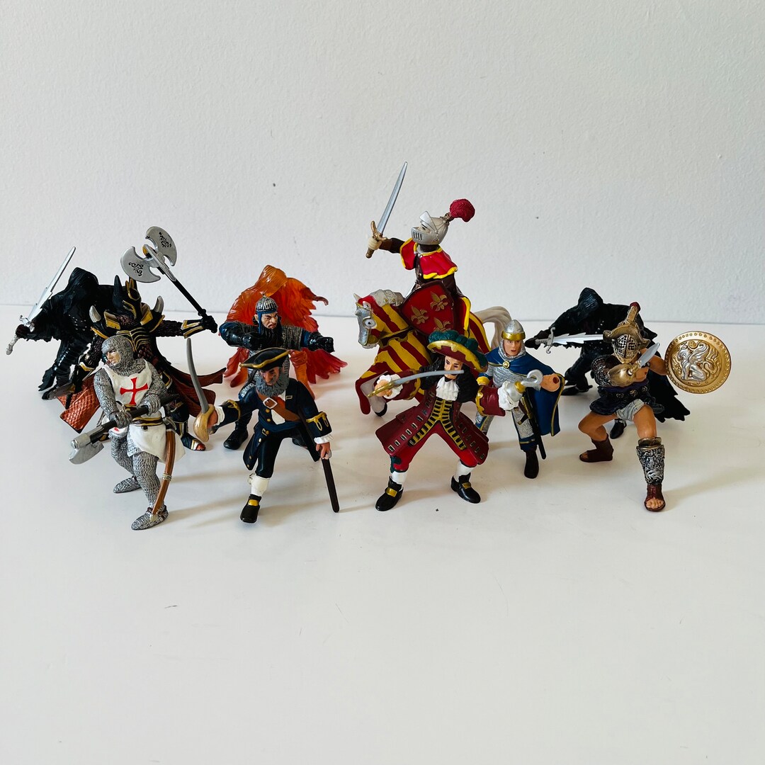 Vintage Papo Model Toy Knights Horses Soldiers Imaginary Play Medieval ...